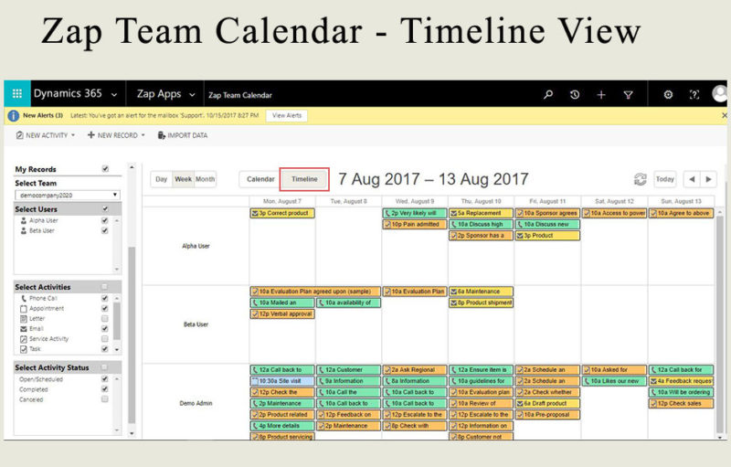 Get a great visual overview of your as well as team's activities using ...